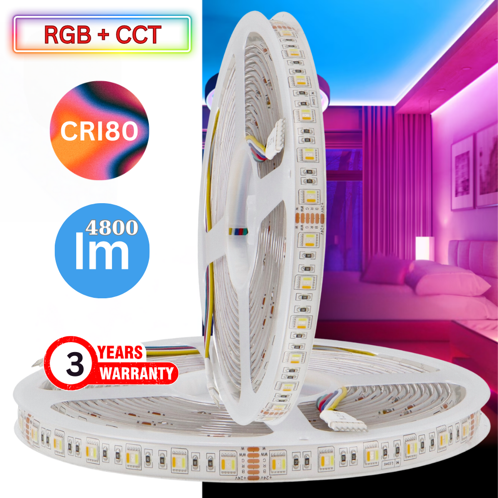 Banda LED RGB Ultra 5 in 1, 60 LED/m, SMD5050, RGB+CCT, IP65, 24V– 5m – led-box.ro