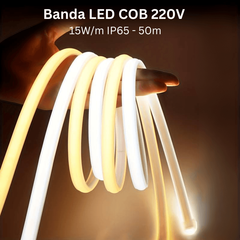 Banda LED COB 220V, 15W/m IP65 - 50 metri - Led-Box.ro – led-box.ro