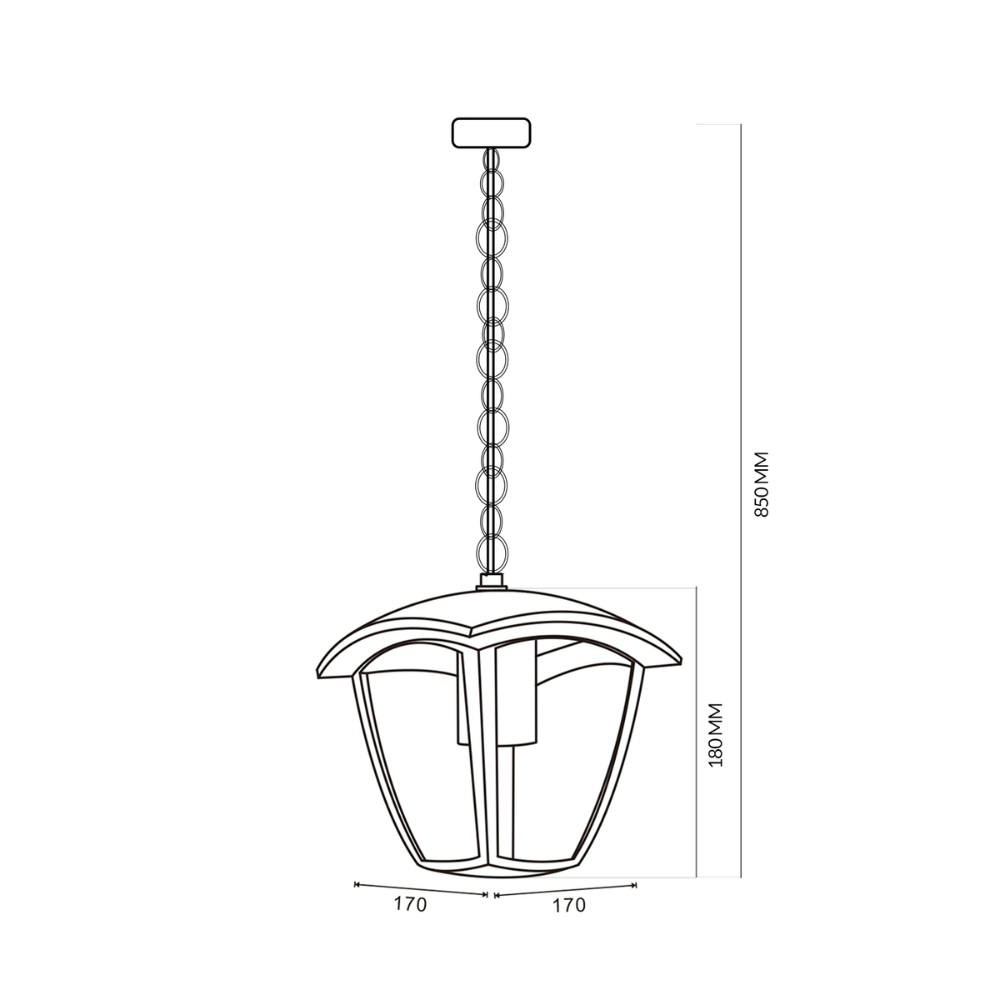 Felinar suspendat cu lant Ronse, Metal, Negru | Led-Box.ro – led-box.ro