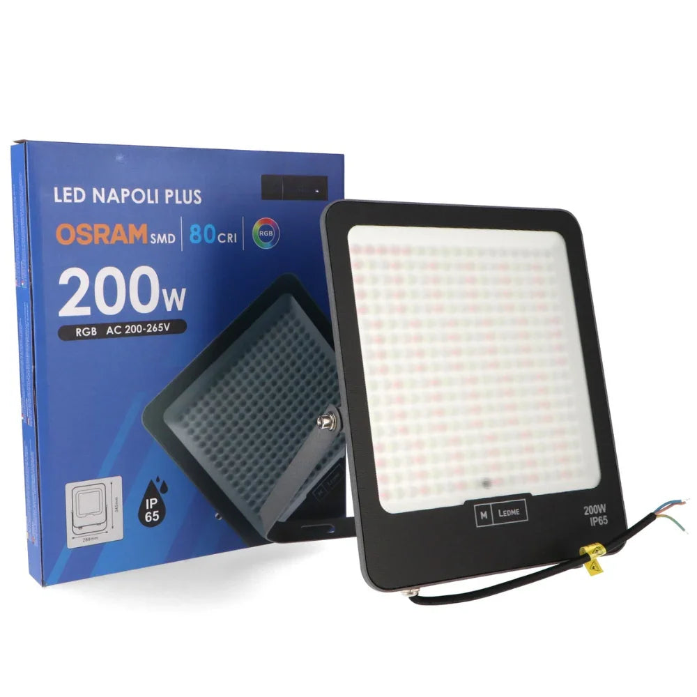 Proiector RGB Napoli Plus, LED OSRAM 200W IP65, Telecomanda Inclusa ...
