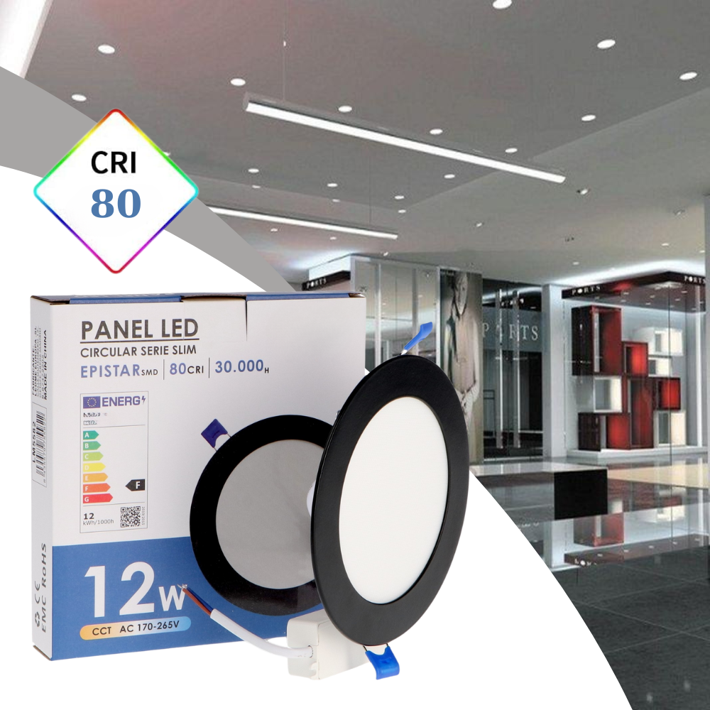 Spot LED Rotund 12W/1200LM, CCT, Negru | Led-Box.ro – led-box.ro