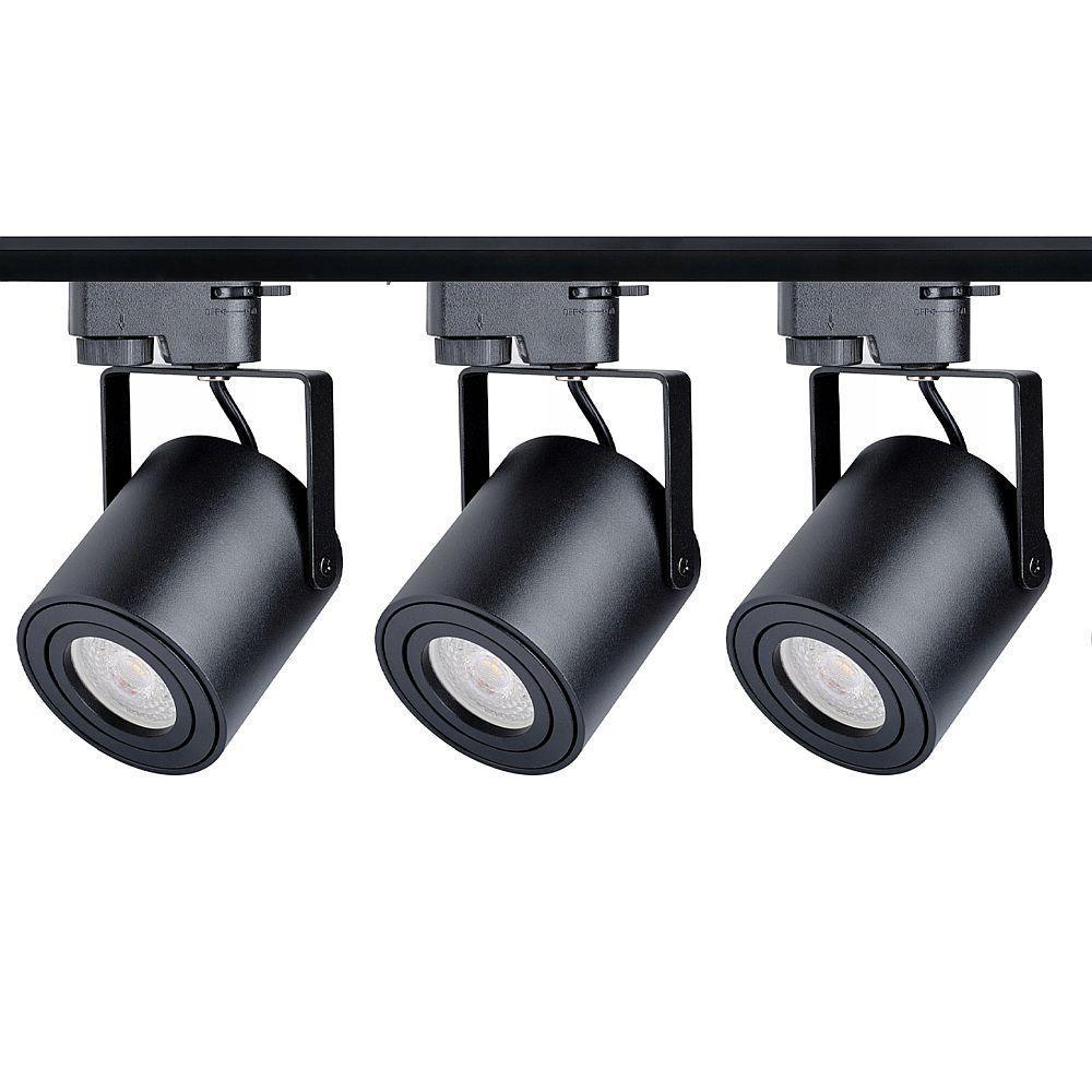 Kit 3 proiectoare GU10 orientabile, cu 1m sina din aluminiu, negru ...